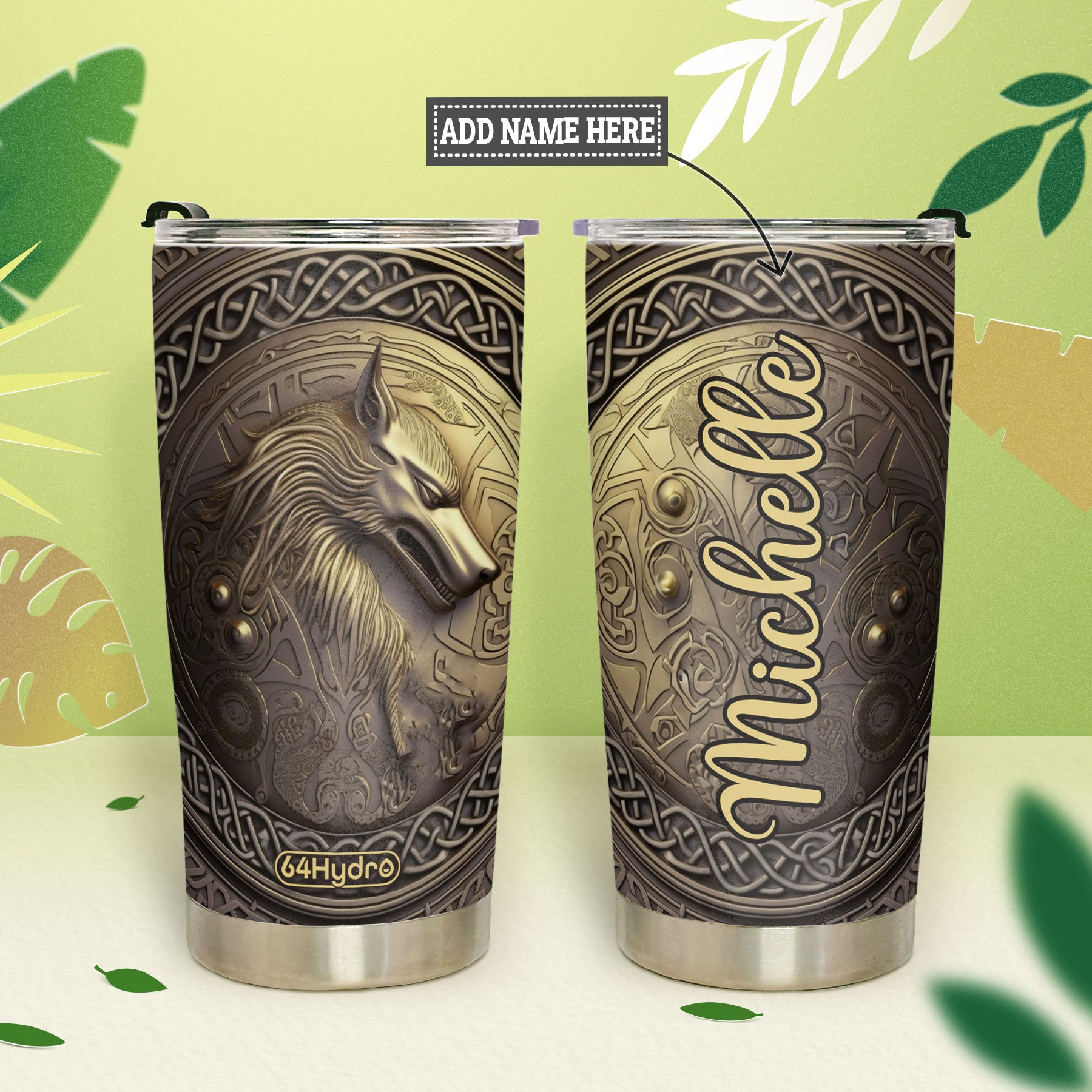 Knotwork Fenrir Golden Metallic HHAY070723534 Stainless Steel Tumbler ...