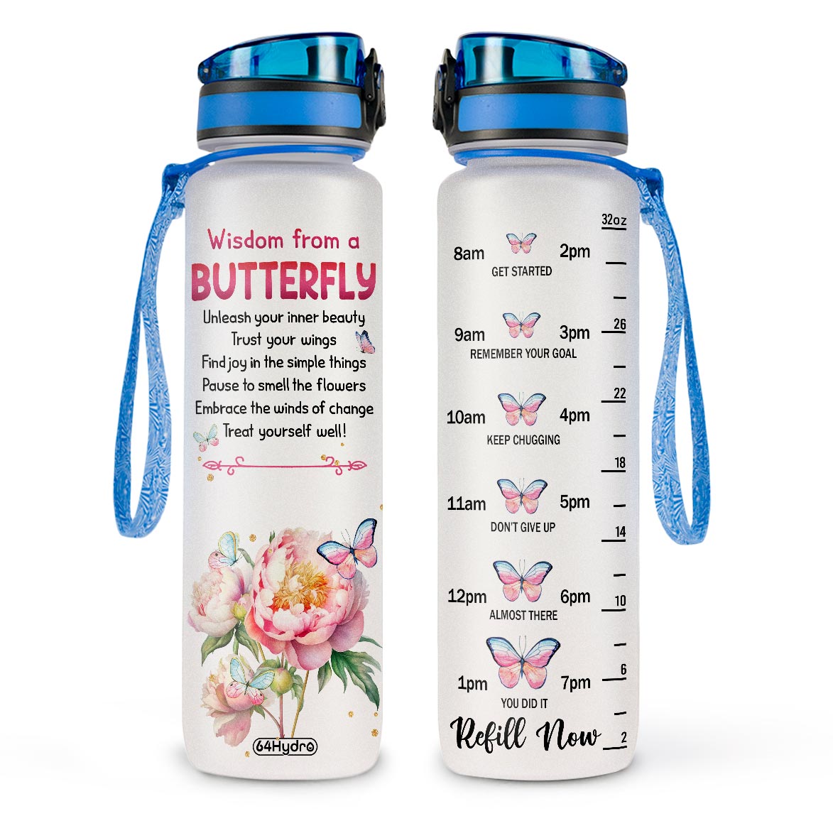 Wisdom From A Butterfly HHRZ09087036TW Water Tracker Bottle - 64Hydro